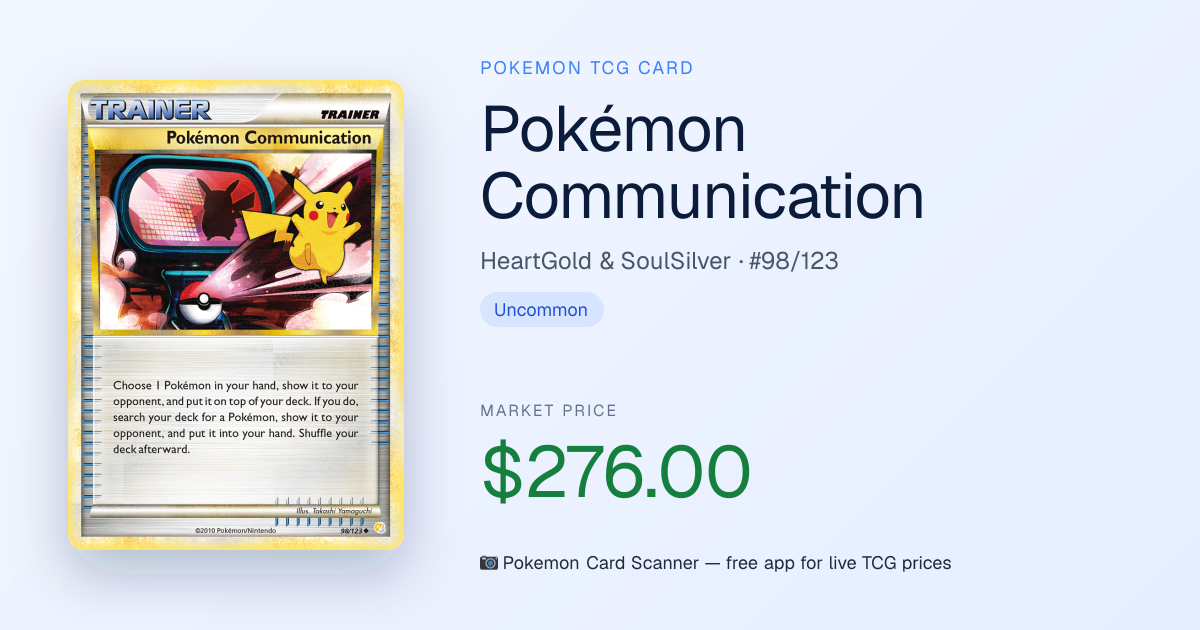 Pokémon Communication #98/123 · HeartGold & SoulSilver · Pokemon Card ...