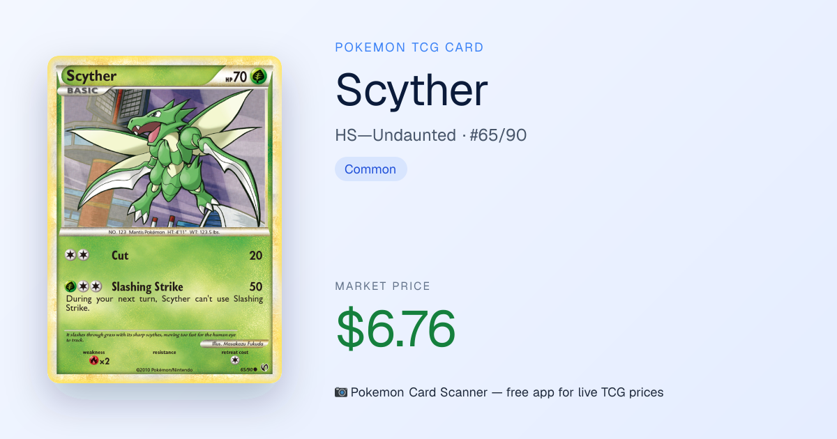 Scyther #65/90 · HS—Undaunted · Pokemon Card Scanner