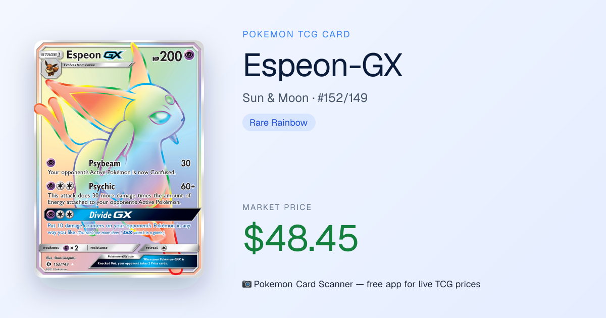 Espeon-GX #152/149 · Sun & Moon · Pokemon Card Scanner