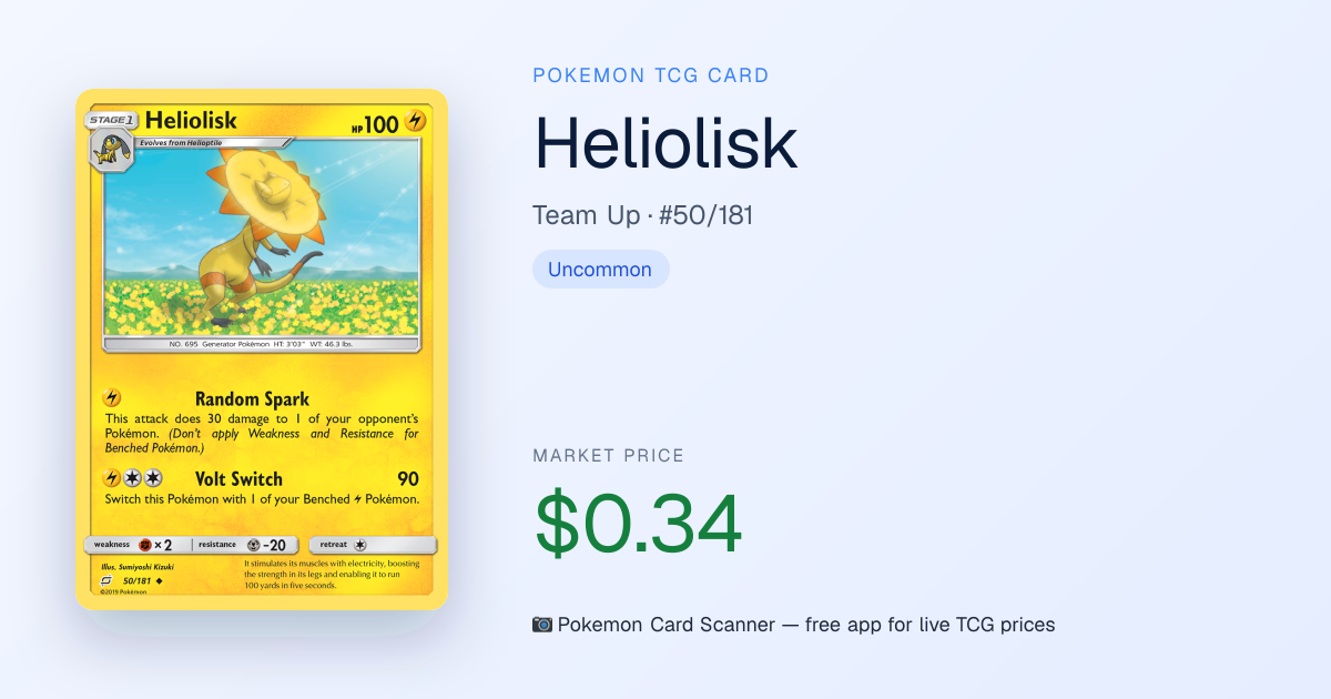 Heliolisk #50/181 · Team Up · Pokemon Card Scanner