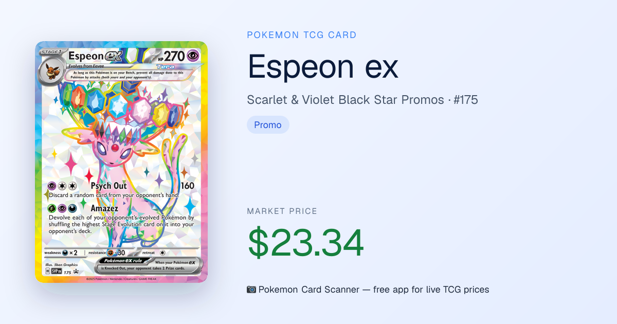 Espeon ex #175 · Scarlet & Violet Black Star Promos · Pokemon Card Scanner