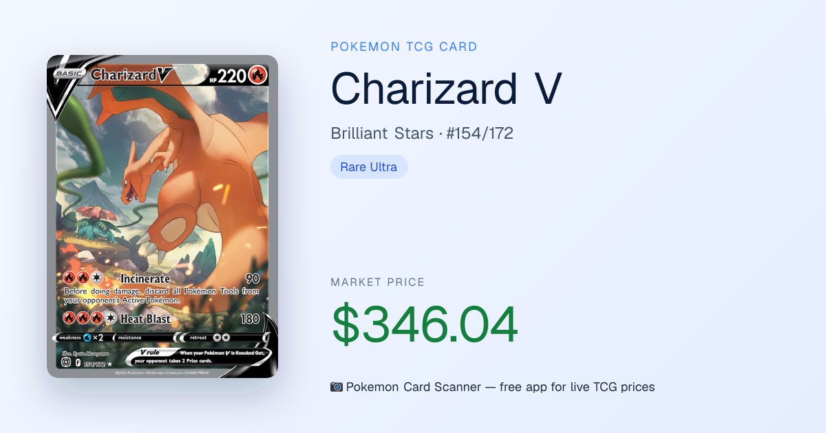 Charizard V #154/172 · Brilliant Stars · Pokemon Card Scanner