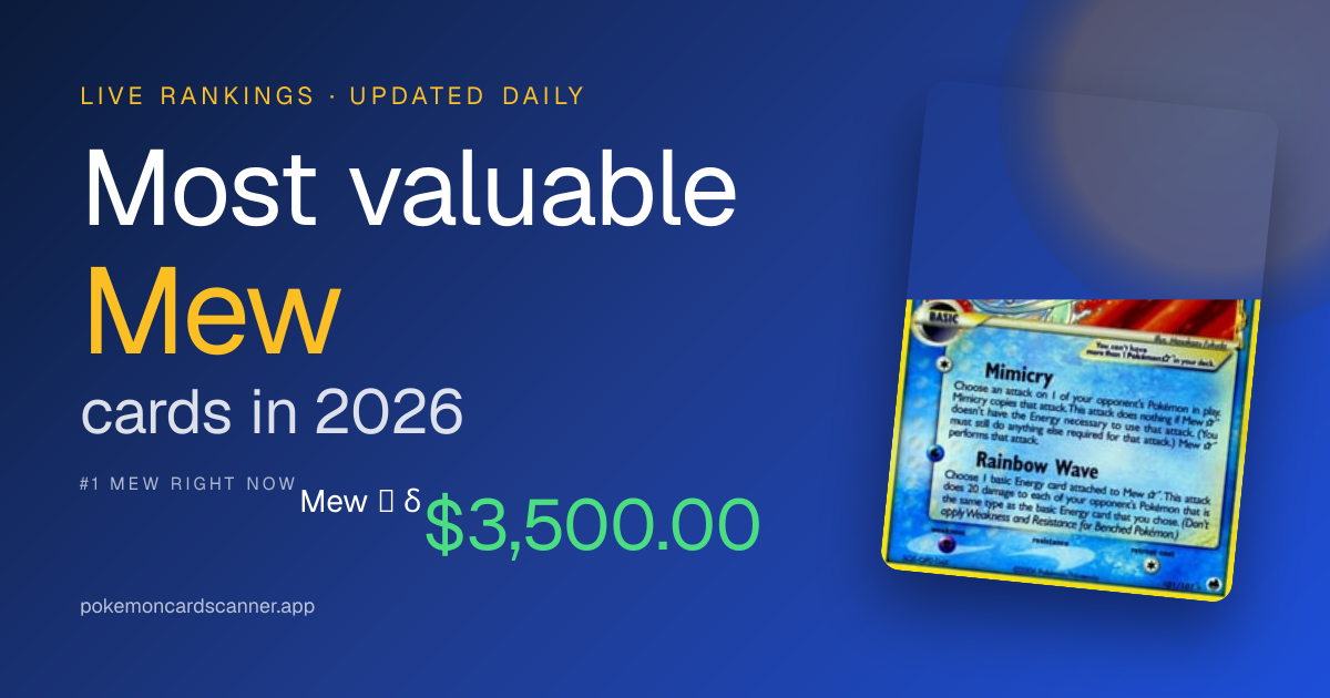 Most Valuable Mew Cards — Live Prices & 2026 Rankings · Pokemon Card ...