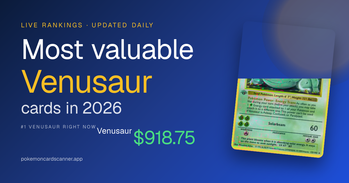 Most Valuable Venusaur Cards — Live Prices & 2026 Rankings · Pokemon ...